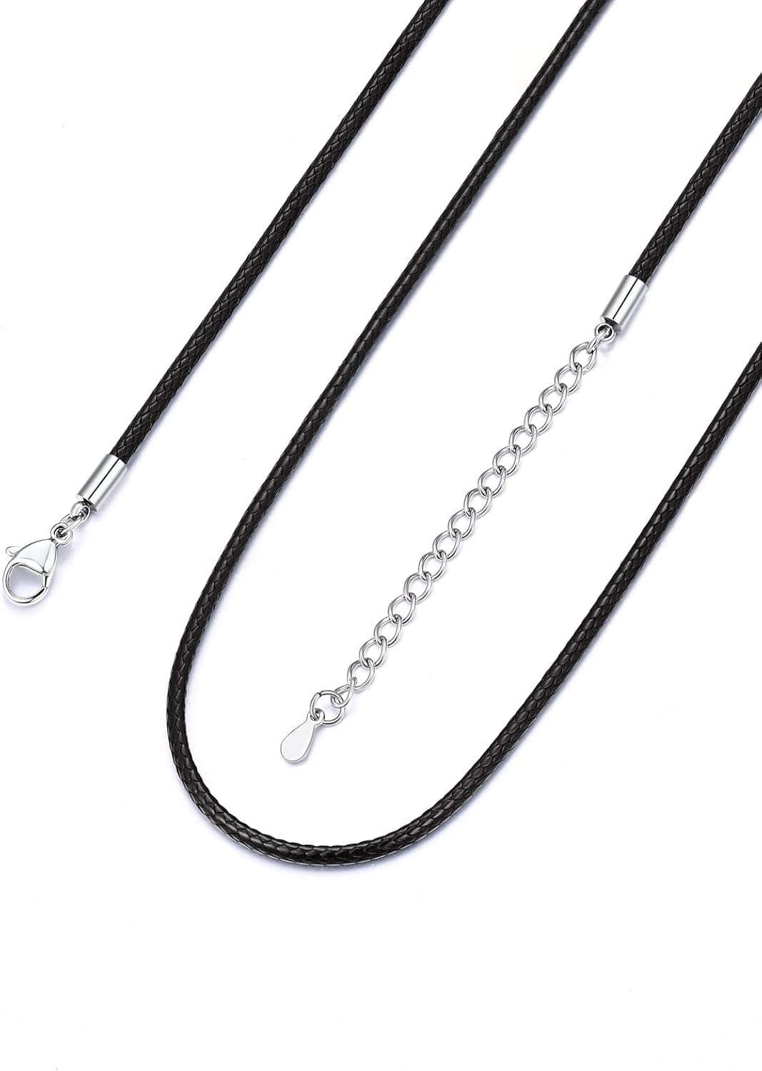 Adjustable Black Wax Rope Chain Necklace for Men Women Durable Braided ...