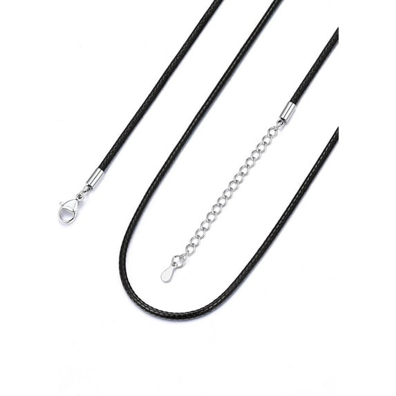 Adjustable Black Wax Rope Chain Necklace for Men Women Durable Braided ...