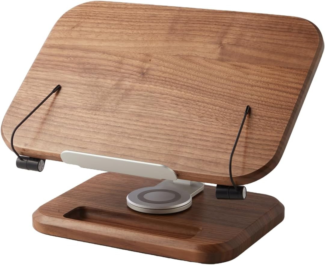 Adjustable Book Stand for Reading with 360 Swivel Base and Page Clips ...