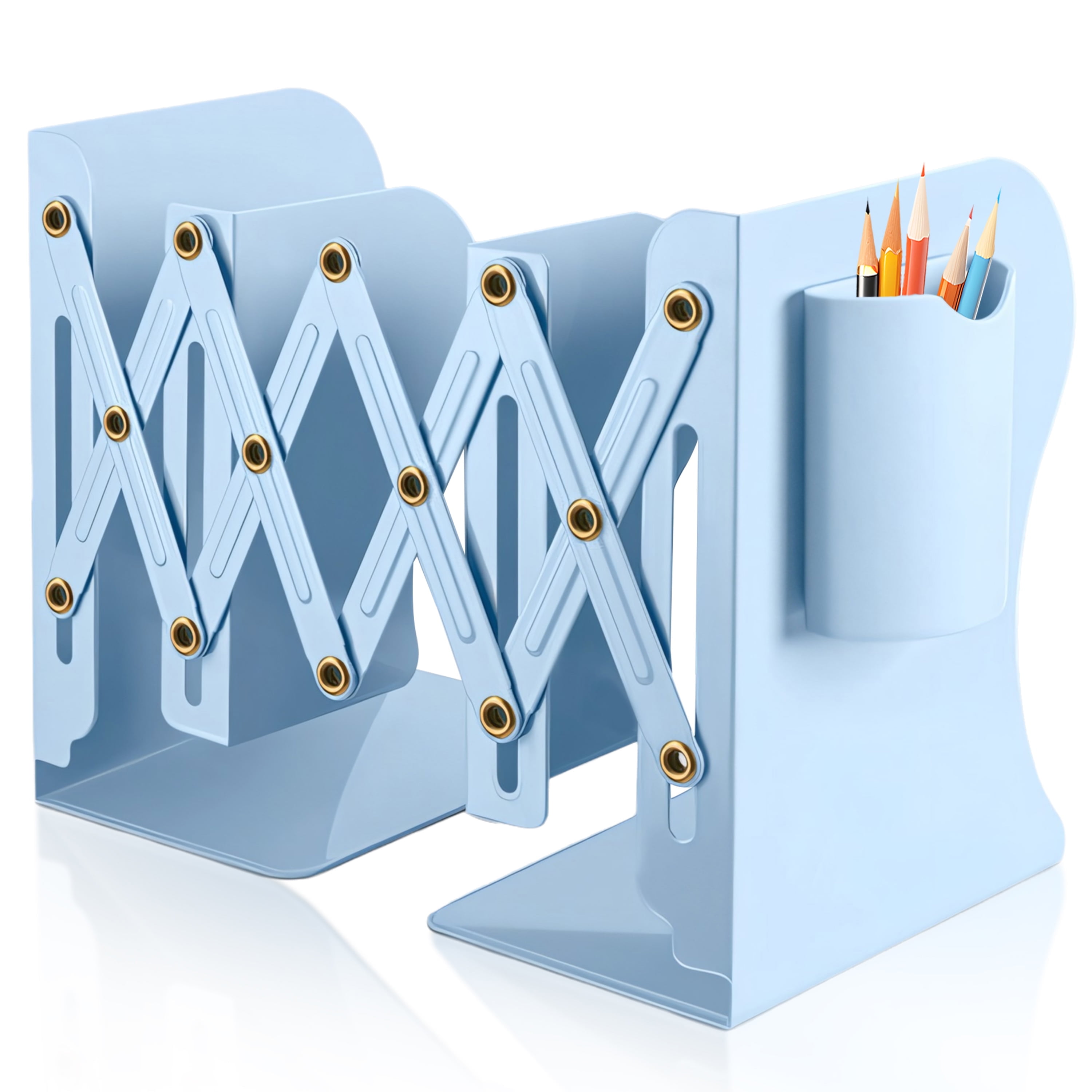 Adjustable Bookends - 19 Inches, 2 Dividers Metal Book Holders Storage ...