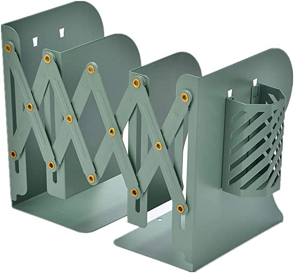 Adjustable Bookends 3 Compartments Decorative Metal Book Holders Heavy ...