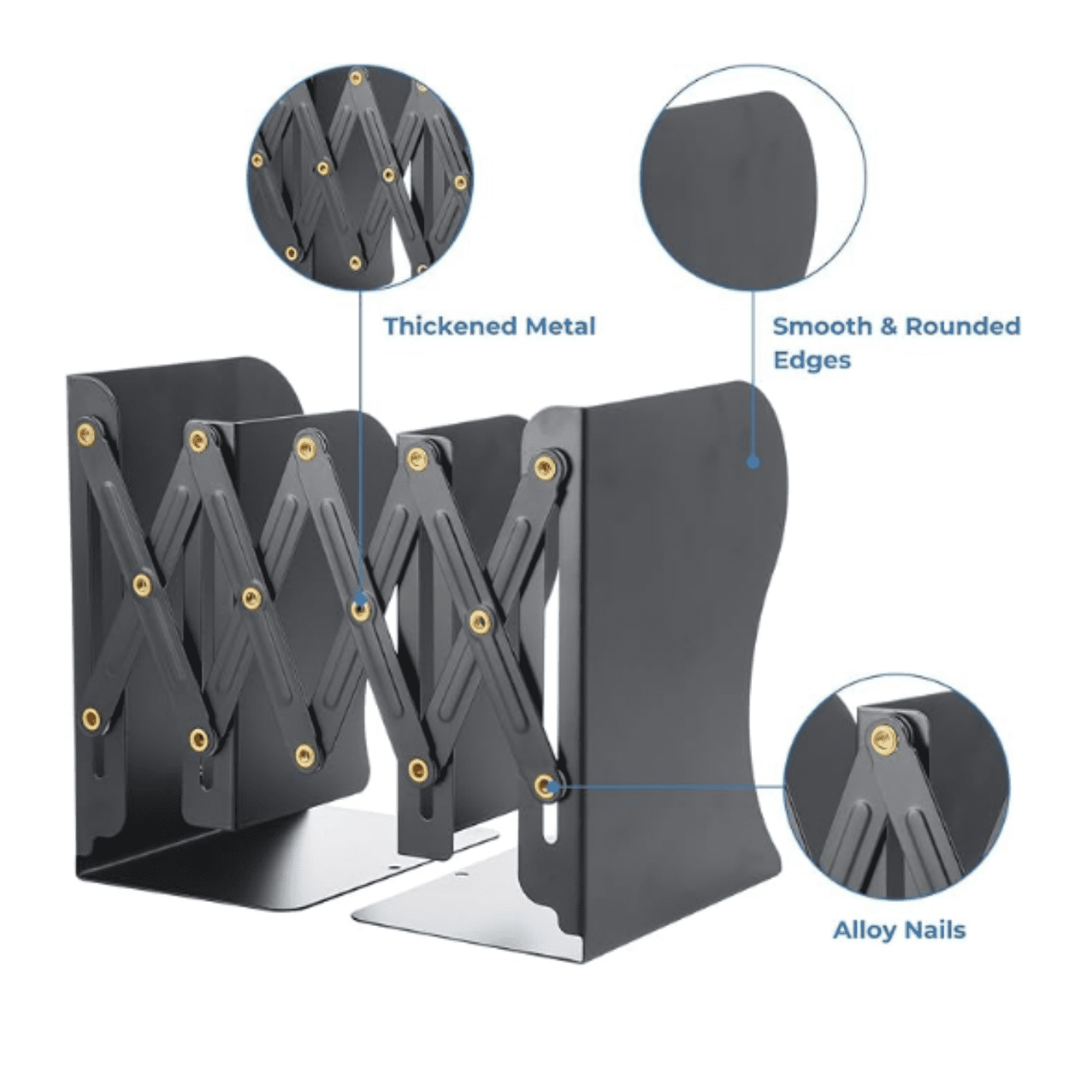 Adjustable Bookends Book Ends for Shelves, Metal Bookend for Books ...
