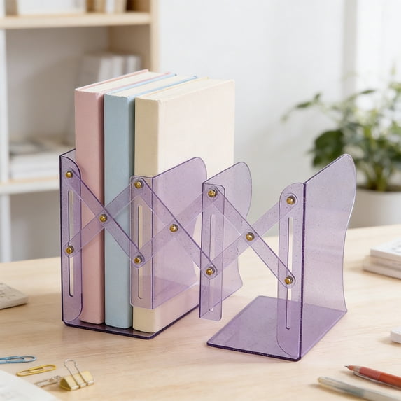 Adjustable Bookends, Expandable Clear Book Stand for Desktop, Foldable ...