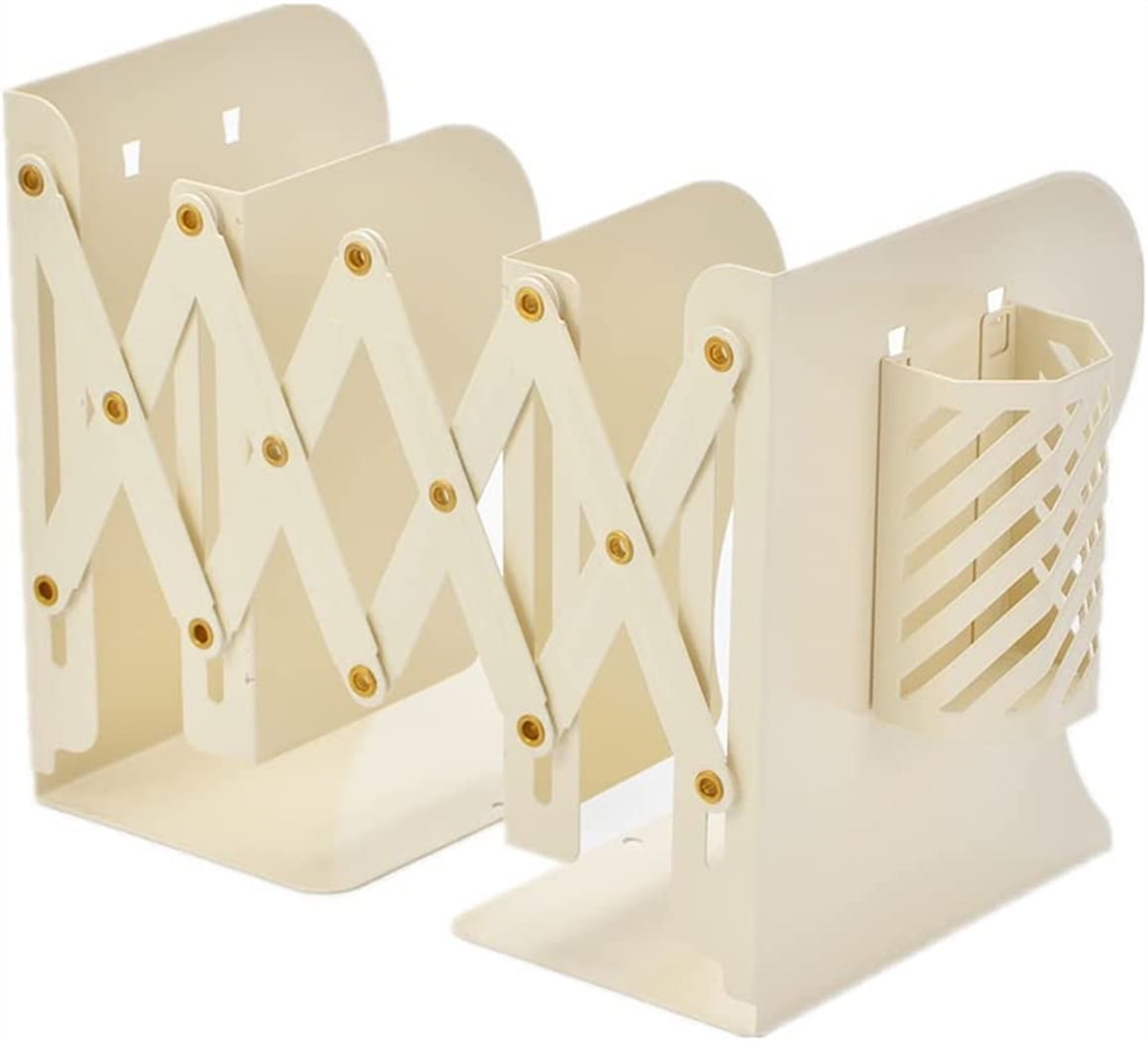 Adjustable Bookends, Happon 3 Compartments Decorative Metal Book ...
