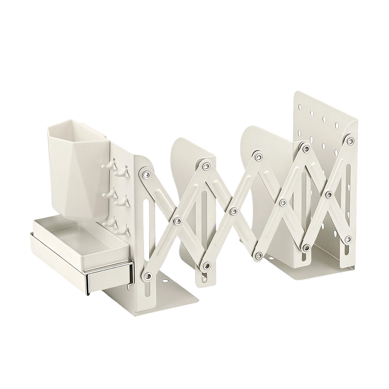 Adjustable Bookends Metal Book Ends with Pen Holder for Heavy Duty ...