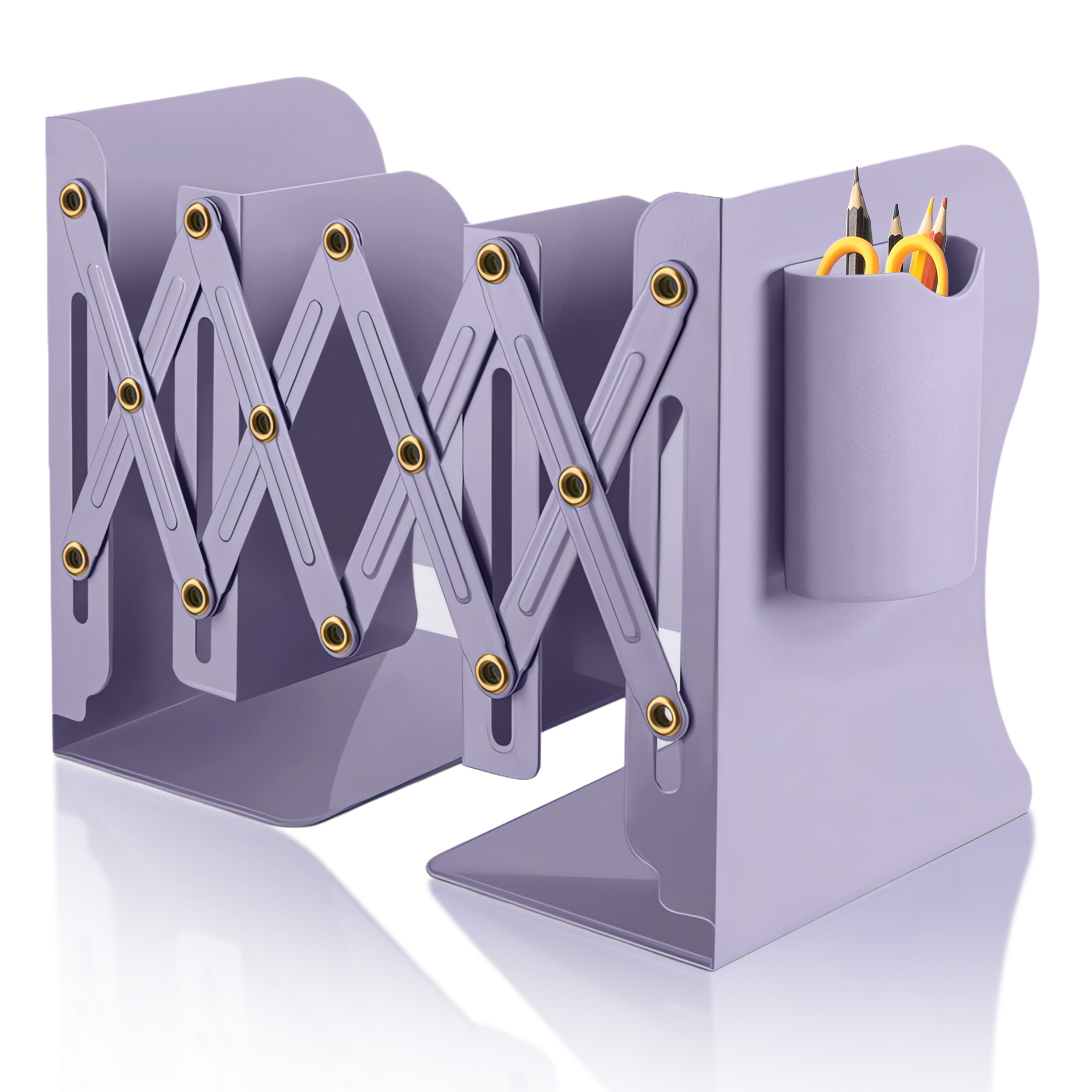Adjustable Bookends - Taro Purple - 19 Inches 2 Dividers Heavy Duty Metal Book Holders - Book ...