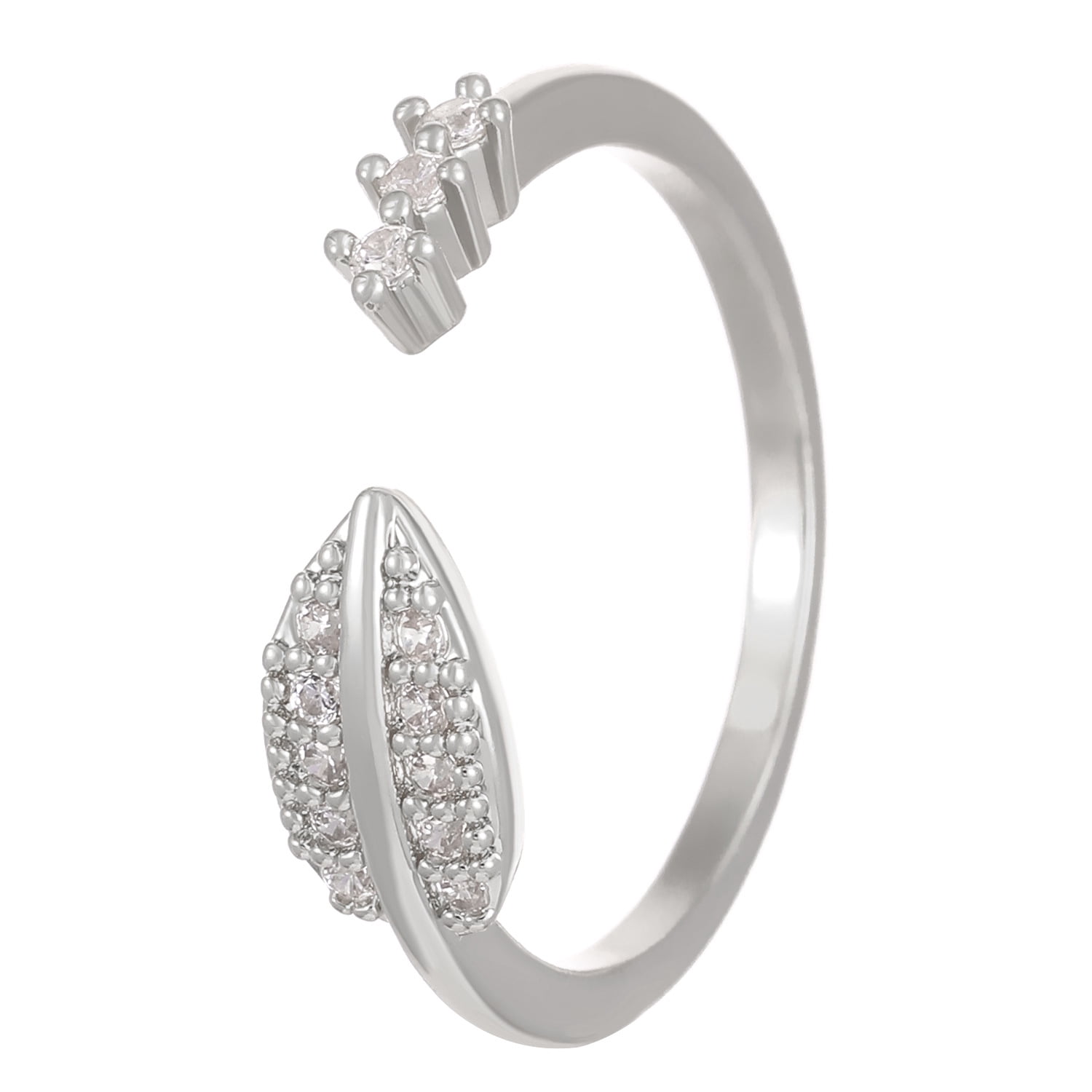 Adjustable Bow Ring for Women - Crystal Accented Open Finger Ring with ...