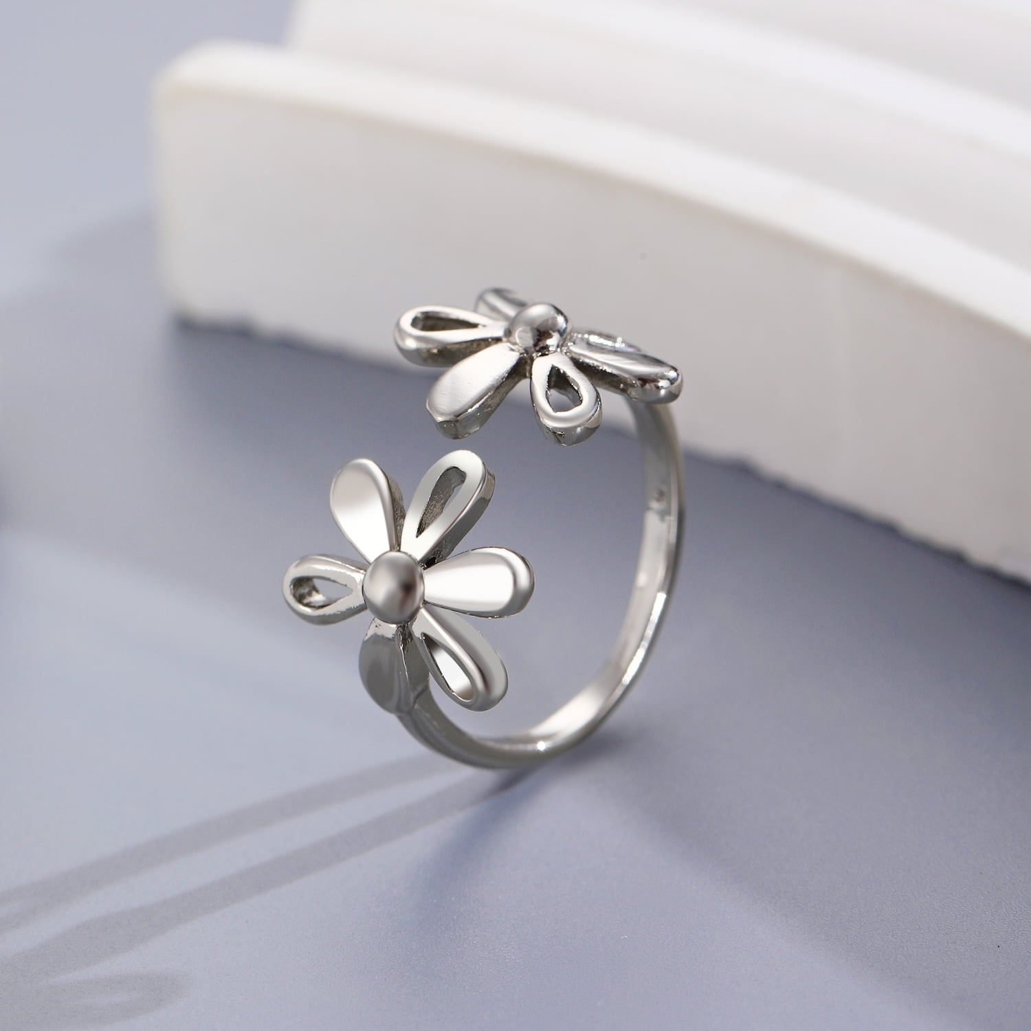 Adjustable Bow Ring for Women - Crystal Accented Open Finger Ring with ...