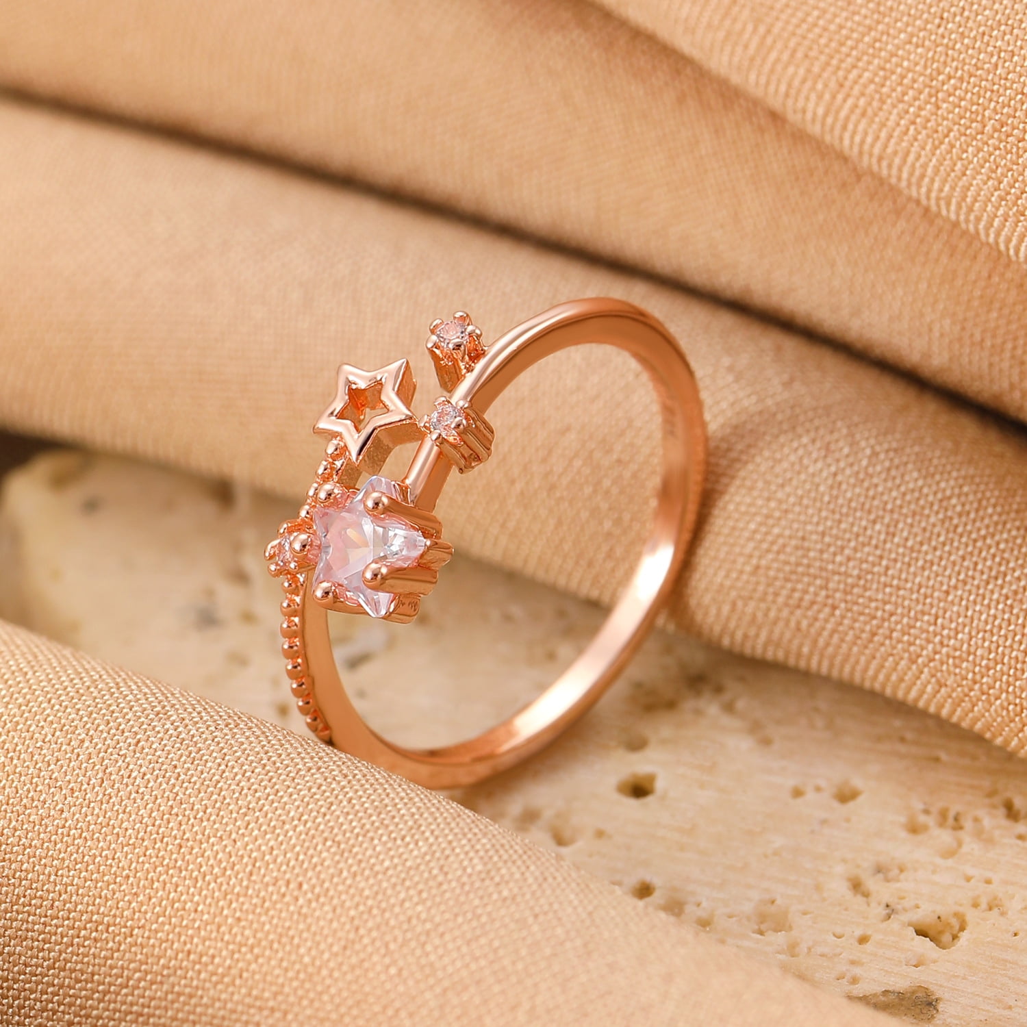 Adjustable Bow Ring for Women - Crystal Accented Open Finger Ring with ...