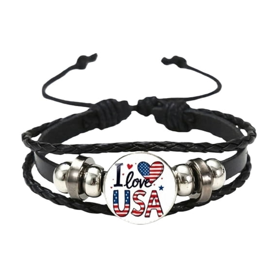 Adjustable Braided Leather Bracelet with Home Sweet Home Printed Glass ...
