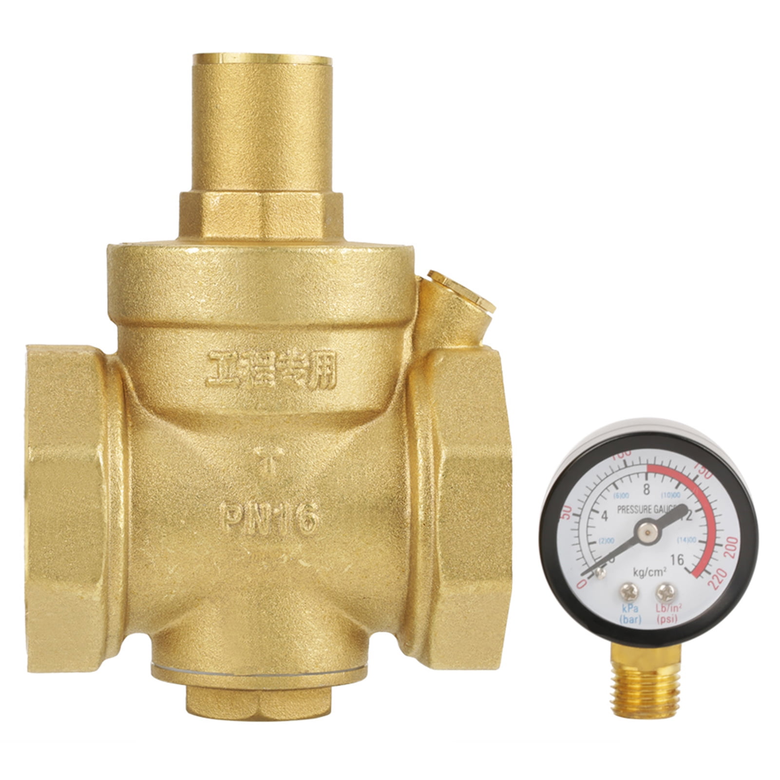 Adjustable Brass DN50 Water Pressure Reducer Valve with Built-In Gauge ...
