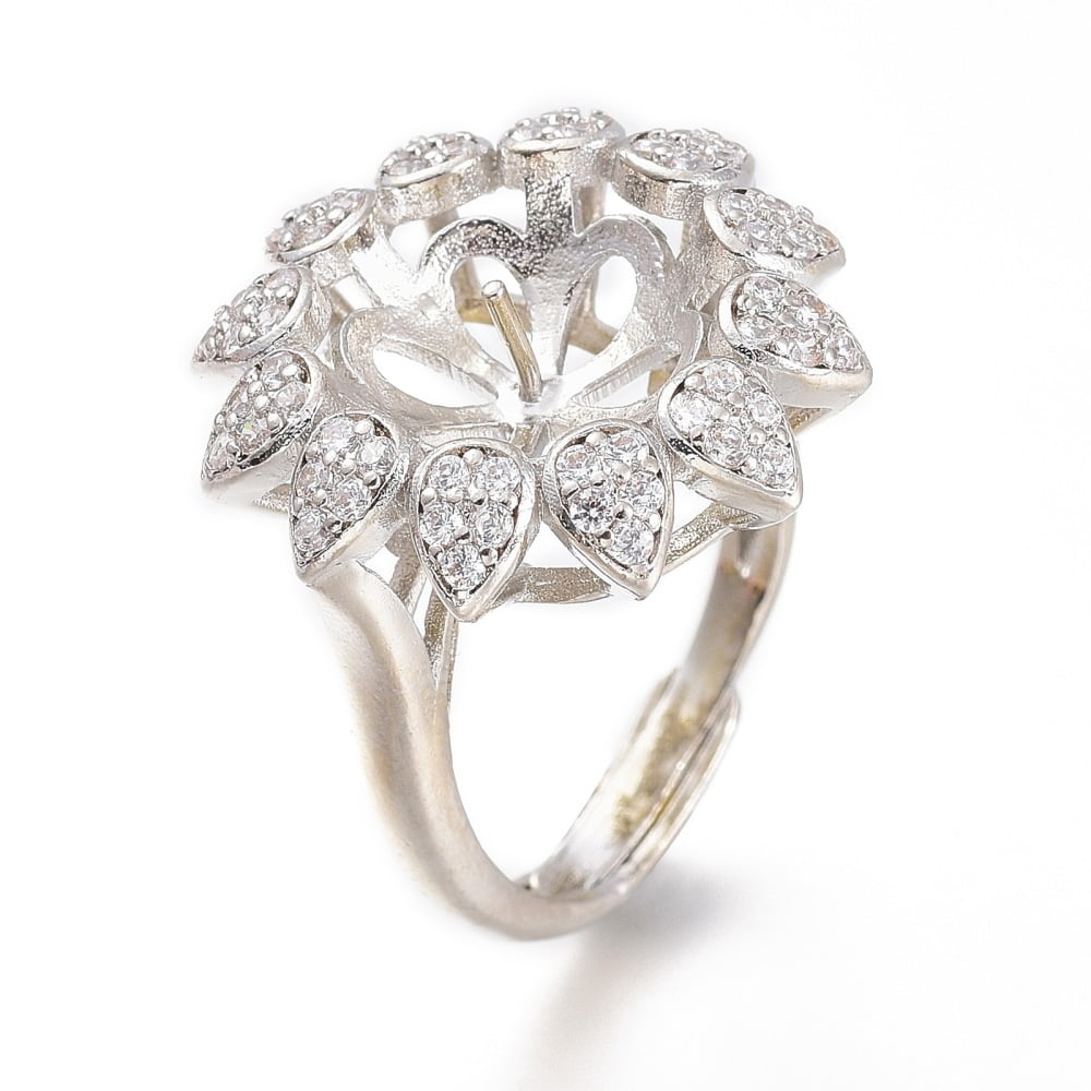 Adjustable Brass Finger Ring Components with Micro Pave Cubic Zirconia ...