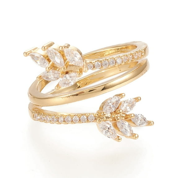 Adjustable Brass Micro Pave Clear Cubic Zirconia Cuff Rings Open Rings ...