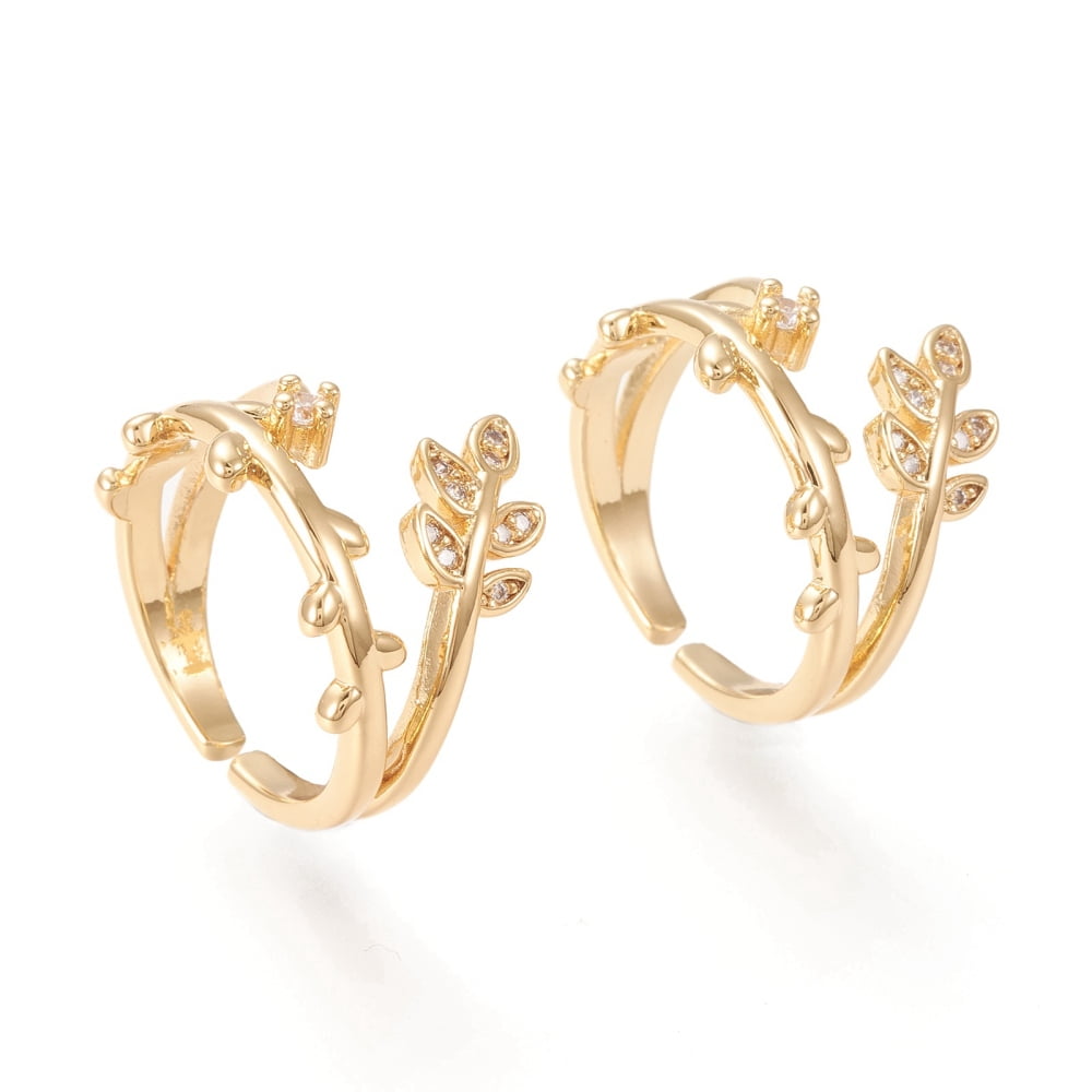 Adjustable Brass Micro Pave Clear Cubic Zirconia Cuff Rings Open Rings ...