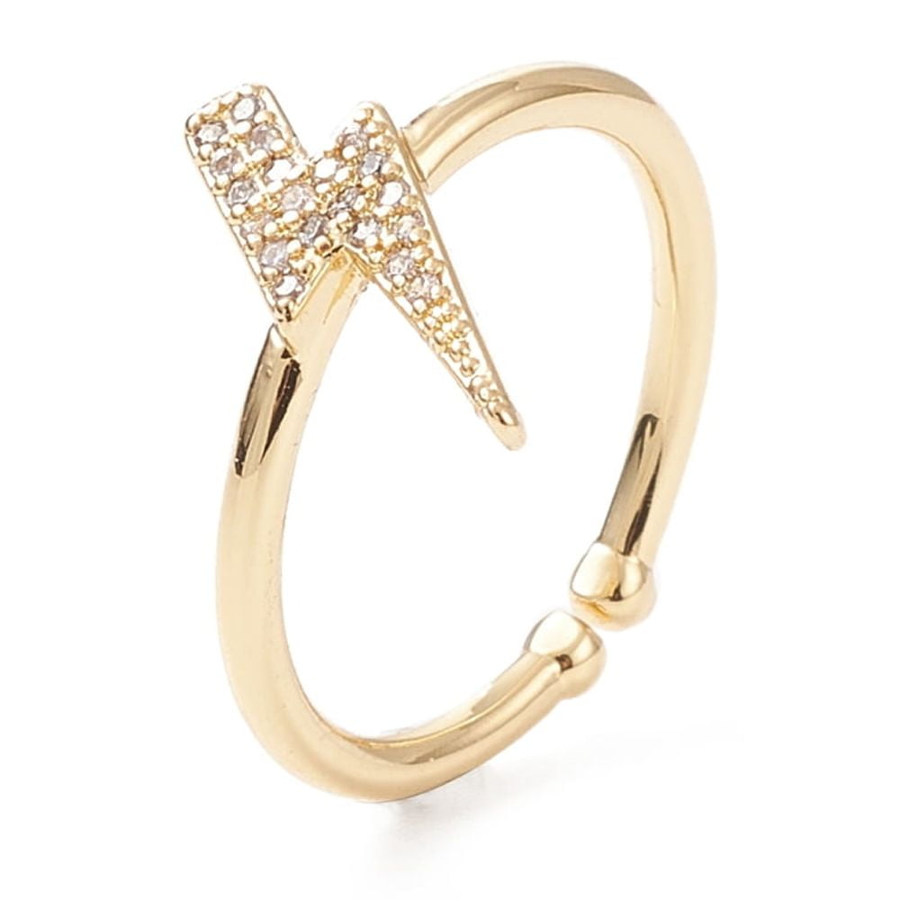 Adjustable Brass Micro Pave Clear Cubic Zirconia Cuff Rings Open Rings Long-Lasting Plated ...