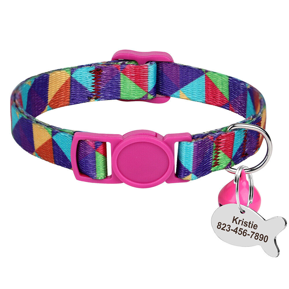 Adjustable Breakaway Cat Kitten Collar Personalized Puppy Dog ID Tag ...