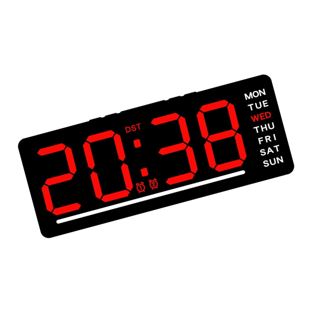 Adjustable Brightness Large LED Clock With Snooze Temperature Date ...