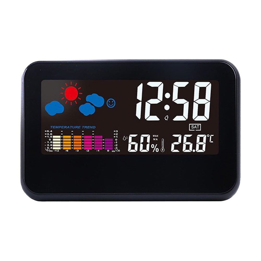 Adjustable Brightness Night Light Desktop Clock Temperature Humidity ...