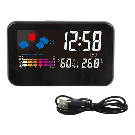 Adjustable Brightness Night Light Desktop Clock Temperature Humidity ...