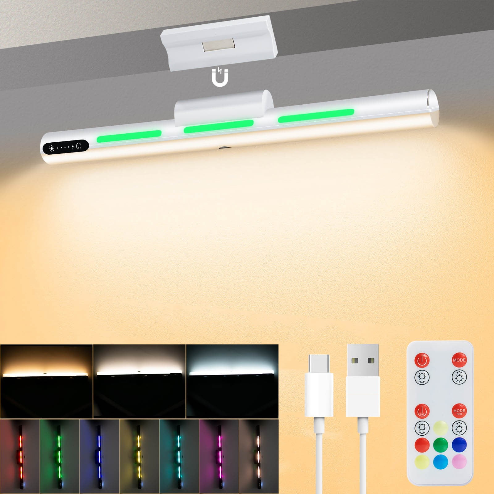 Adjustable Brightness Rgb Magnetic Cabinet Light with 3 Color ...