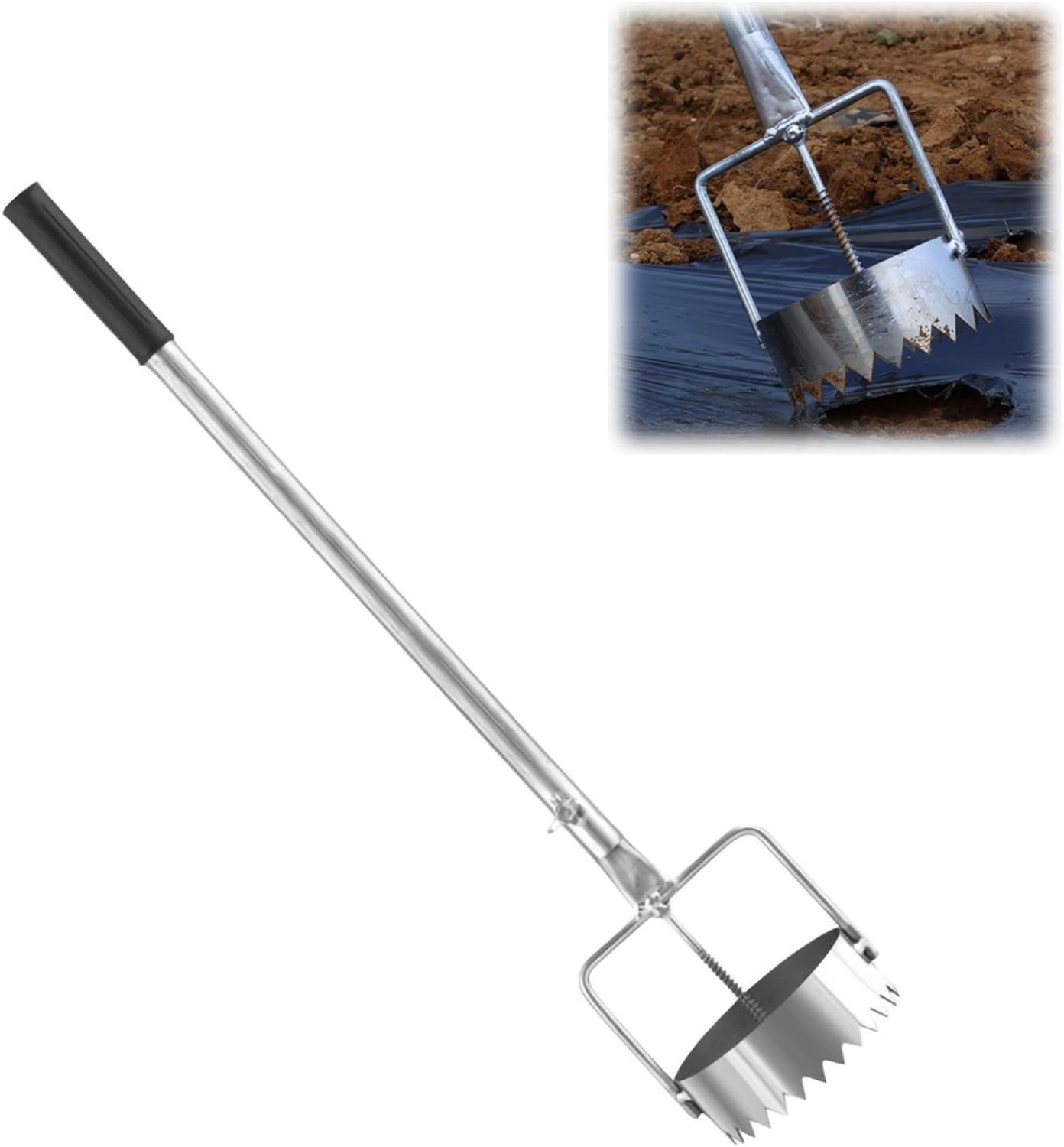 Adjustable Bulb Planter Tool – Stainless Steel Mulch Film Hole Digger ...