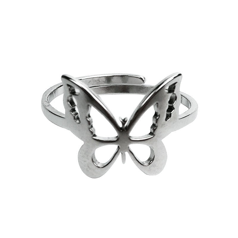 Adjustable Butterfly Ring: Stainless Steel Unisex Couple Rings with ...