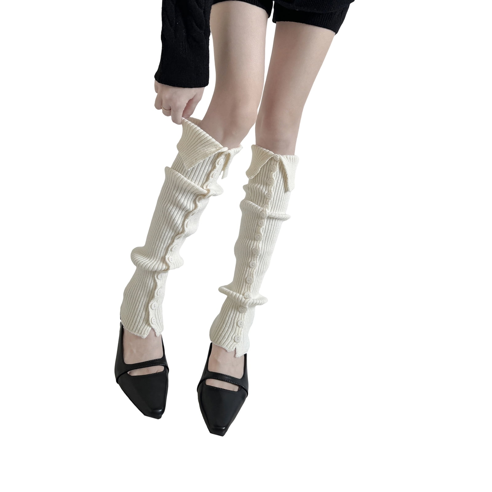 Adjustable Buttoned Leg Warmers Soft Acrylic Legs Covers Cold Weather ...