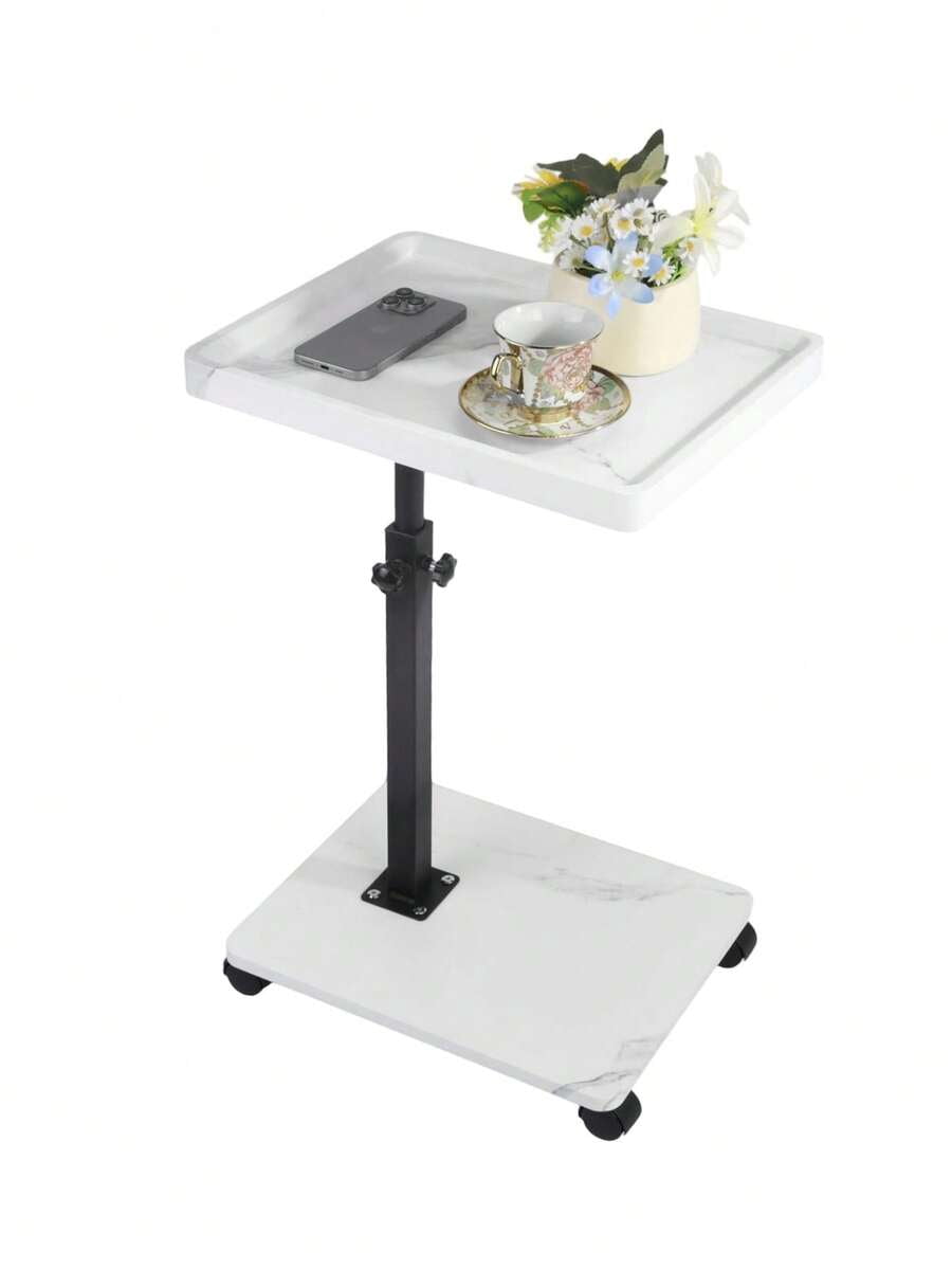 Adjustable C Shaped End Table With Wheels, 360° Swivel TV For Sofa, Bed ...
