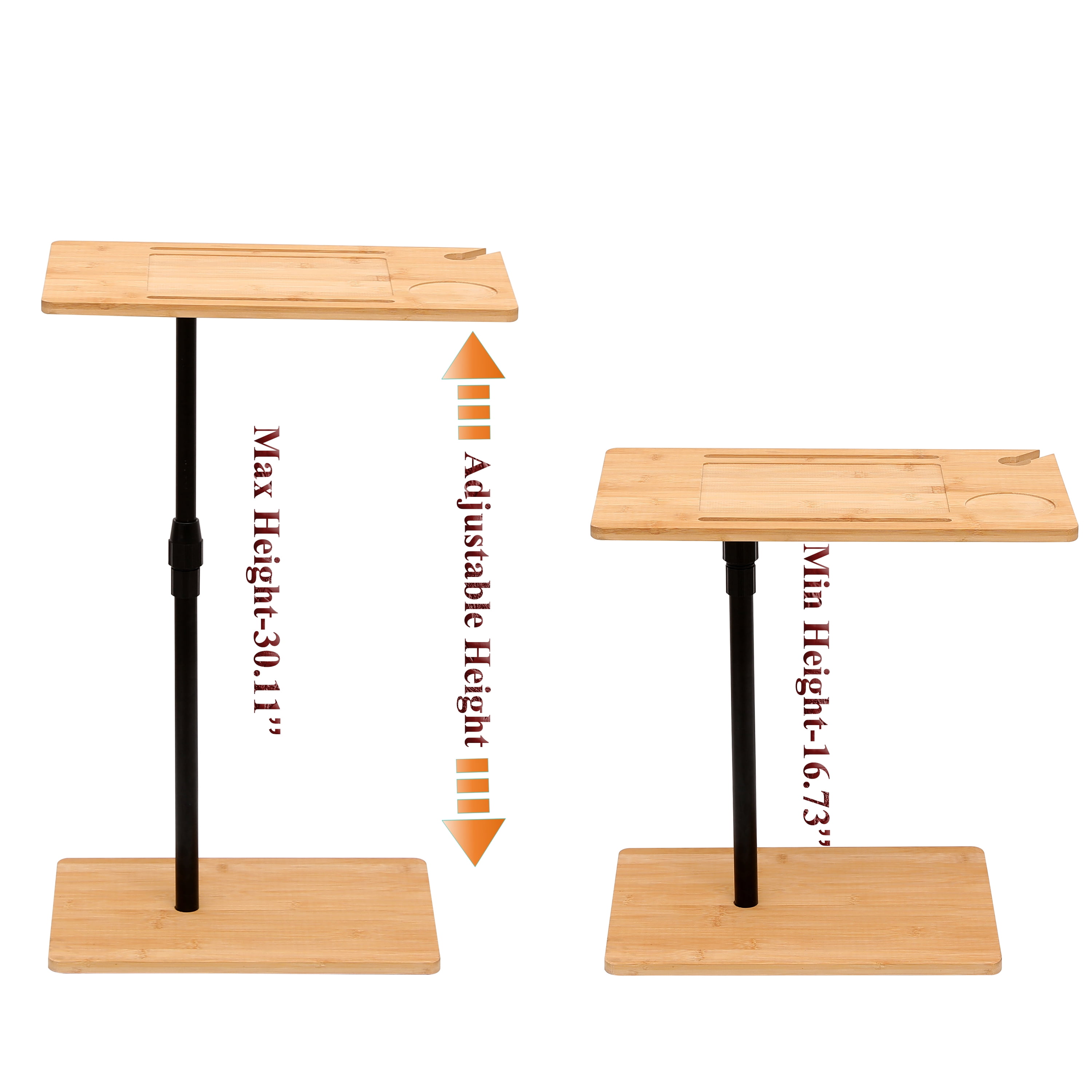 Adjustable C-Shaped Sofa Tray Table - Multi-Height Oval & Rectangle ...