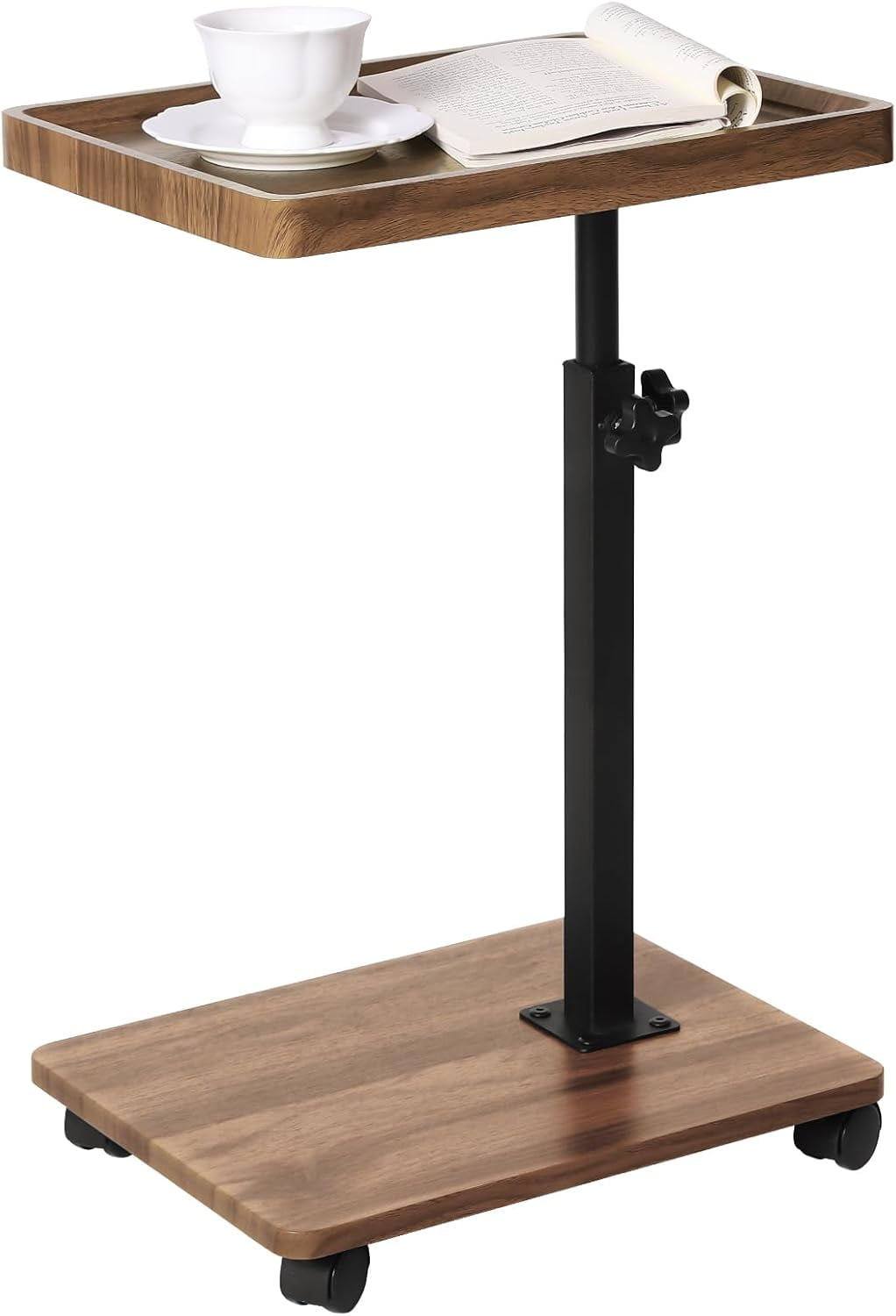 C Table End Table, Side Table C Table with Wheels,360° Rotatable (20.7 ...