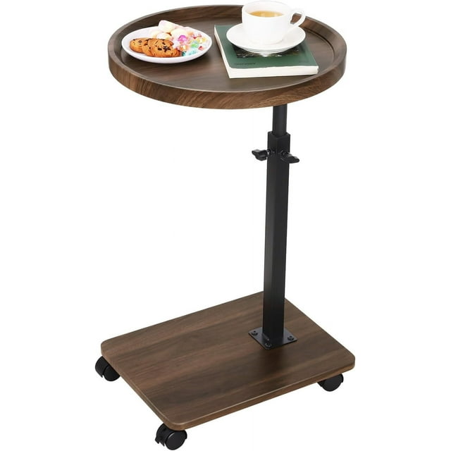 Adjustable C Table End Table, Side Table C Table with Wheels,360 ...