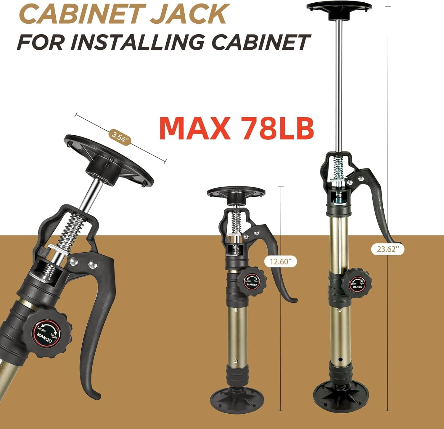 Adjustable Cabinet Jack Support Pole, 12.6-23.6 Inch Extendable, 156 ...