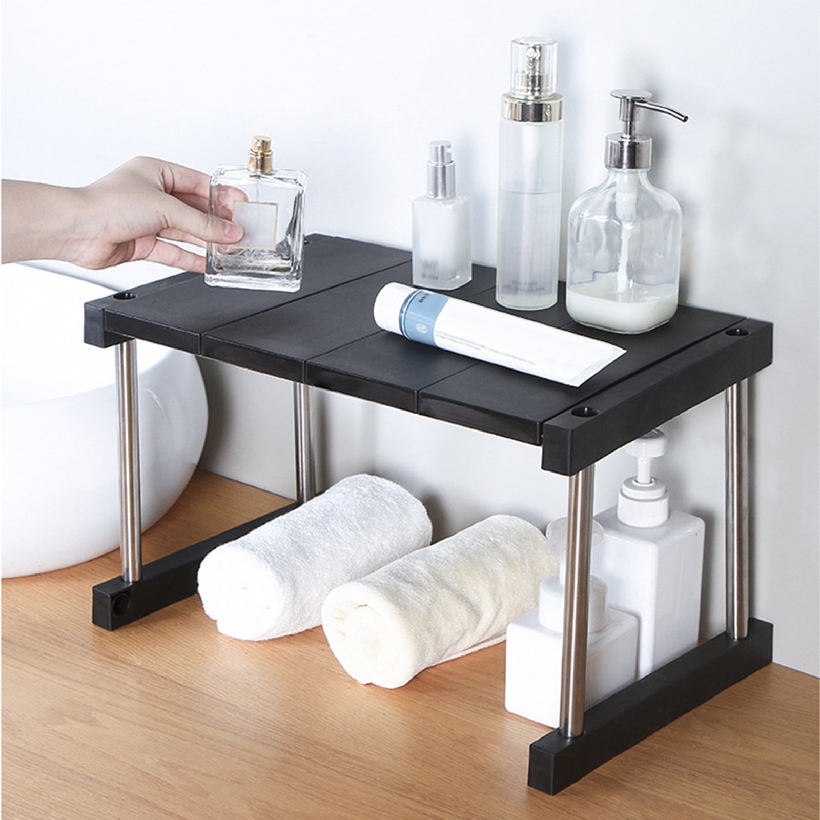 Adjustable Cabinet Organizer, 2-Tier Storage Shelf with Sturdy Metal ...