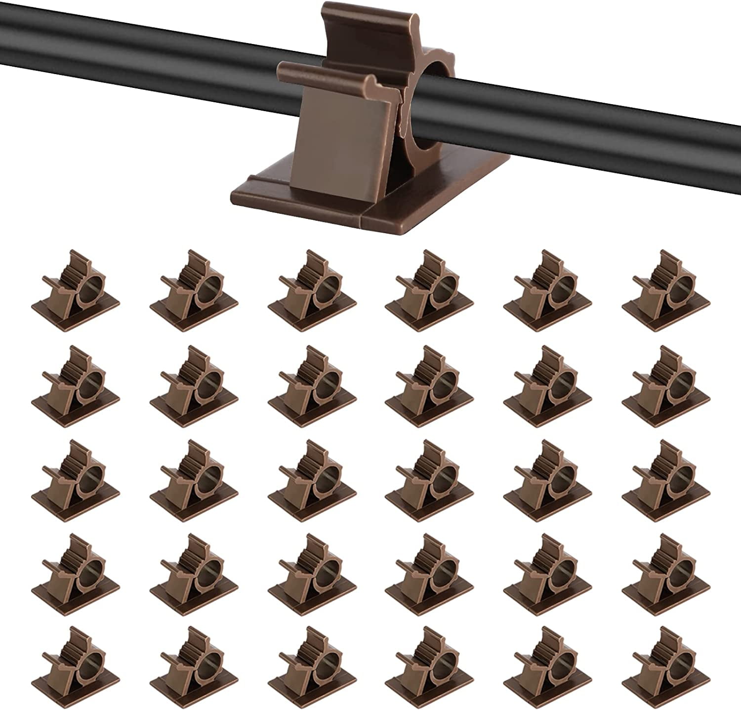 Adjustable Cable Clips, 30 Pcs Brown Adhesive Holder Ideal Cord Winder ...