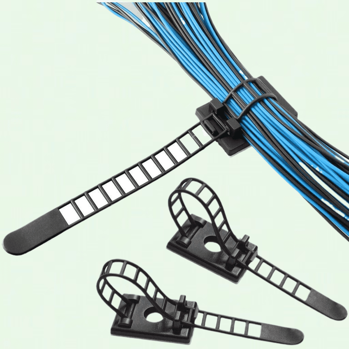 Adjustable Cable Clips Set, 50PCS Self-Adhesive Nylon Cable Ties and ...