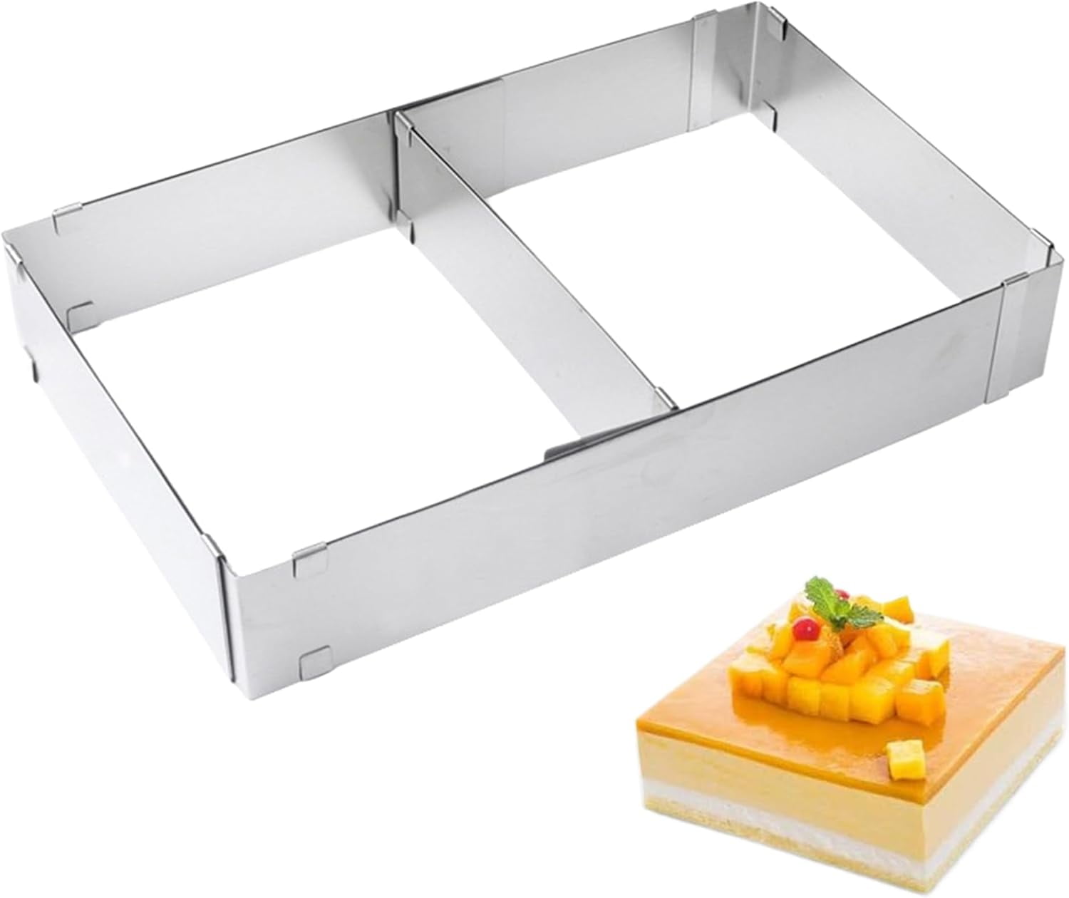 Adjustable Cake Ring Cake Mold:Stainless Steel Rectangle Baking Ring ...