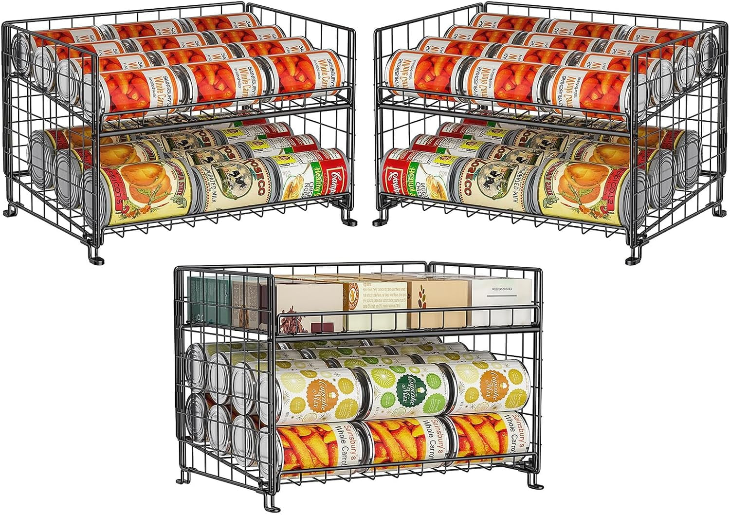 Adjustable Can Rack Organizer, Stackable Can Storage for Kitchen Pantry ...