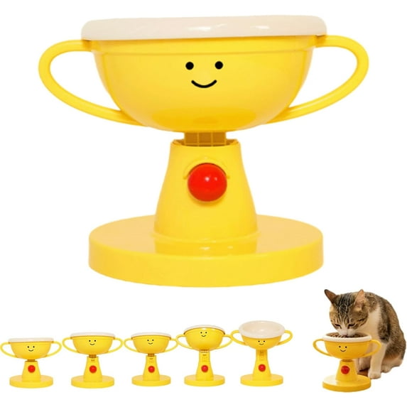 Adjustable Cat Bowl, 30° Raised Feeding Dish with Tilted Elevated Stand ...