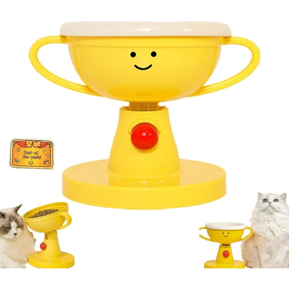 Adjustable Cat Bowl - 5 Gears Adjustable Height Cute Trophy Cat Bowl ...
