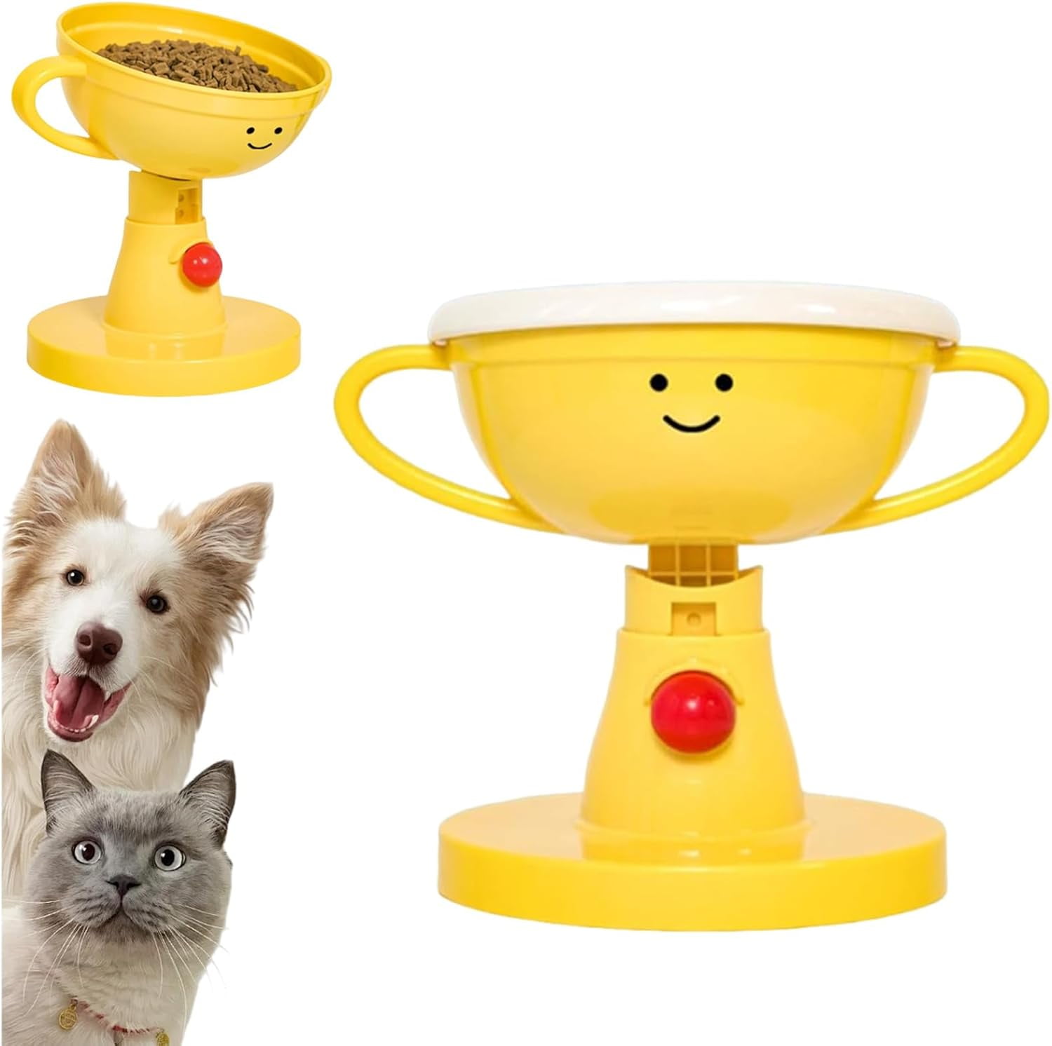 Adjustable Cat Bowl - 5 Gears Adjustable Height Cute Trophy Cat Bowl ...