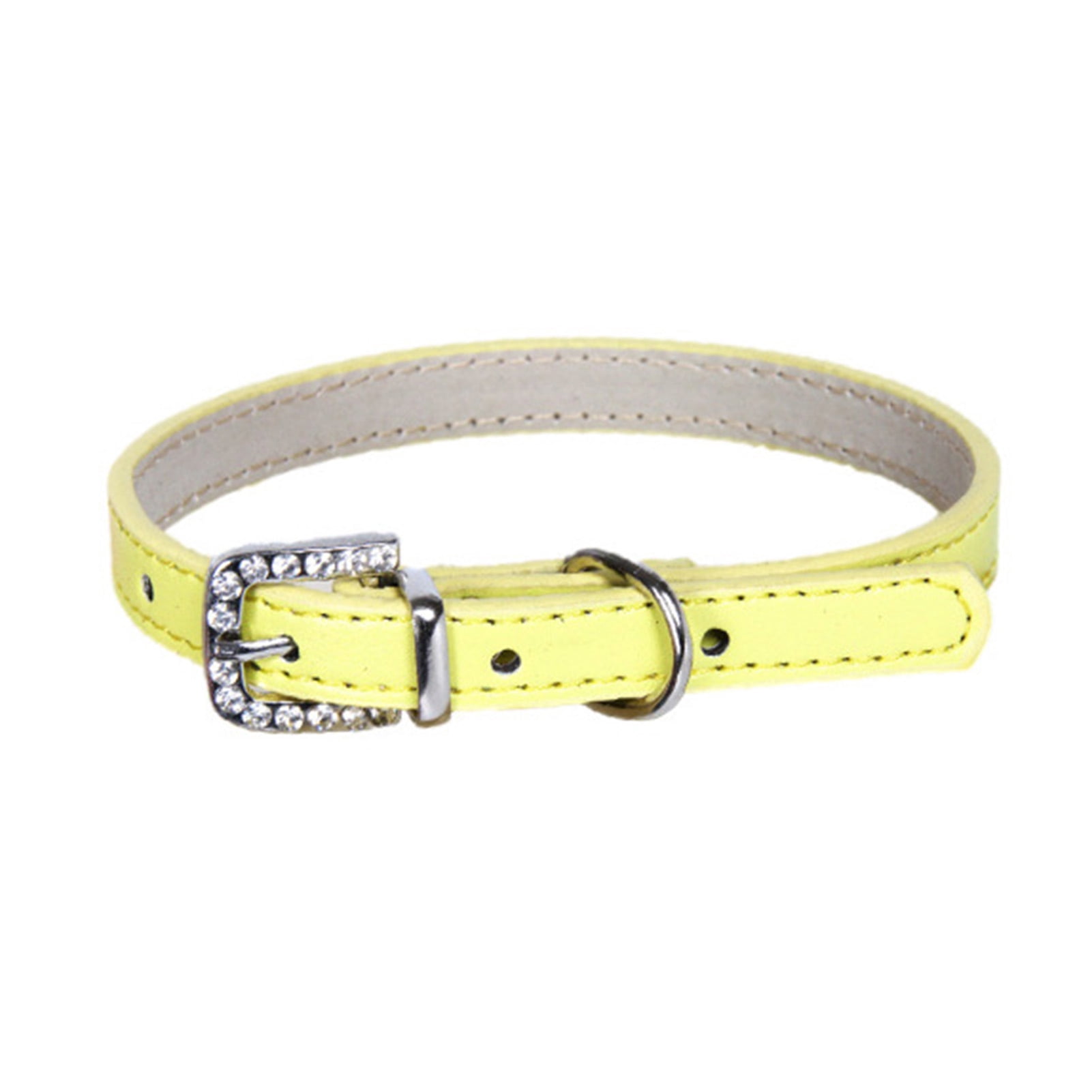 Adjustable Cat Collar - Solid Color Faux Leather Puppy Collar for ...