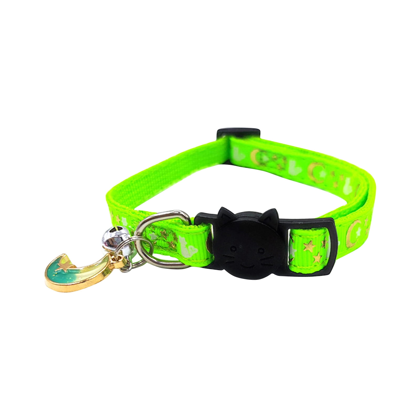 Adjustable Cat Collar with Crescent Moon Charm, Breakaway Safety Buckle ...