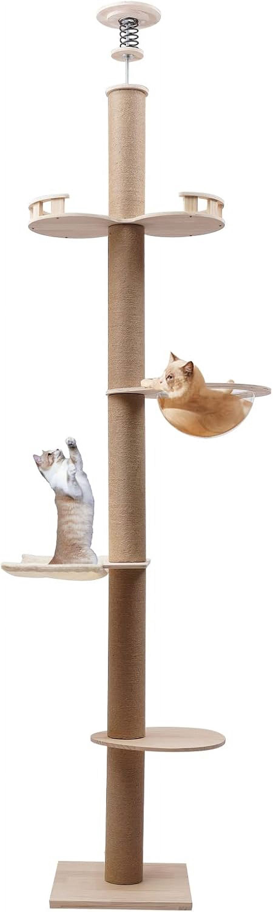 Adjustable Cat Tree Tower with Natural Sisal Rope Scratching Post ...