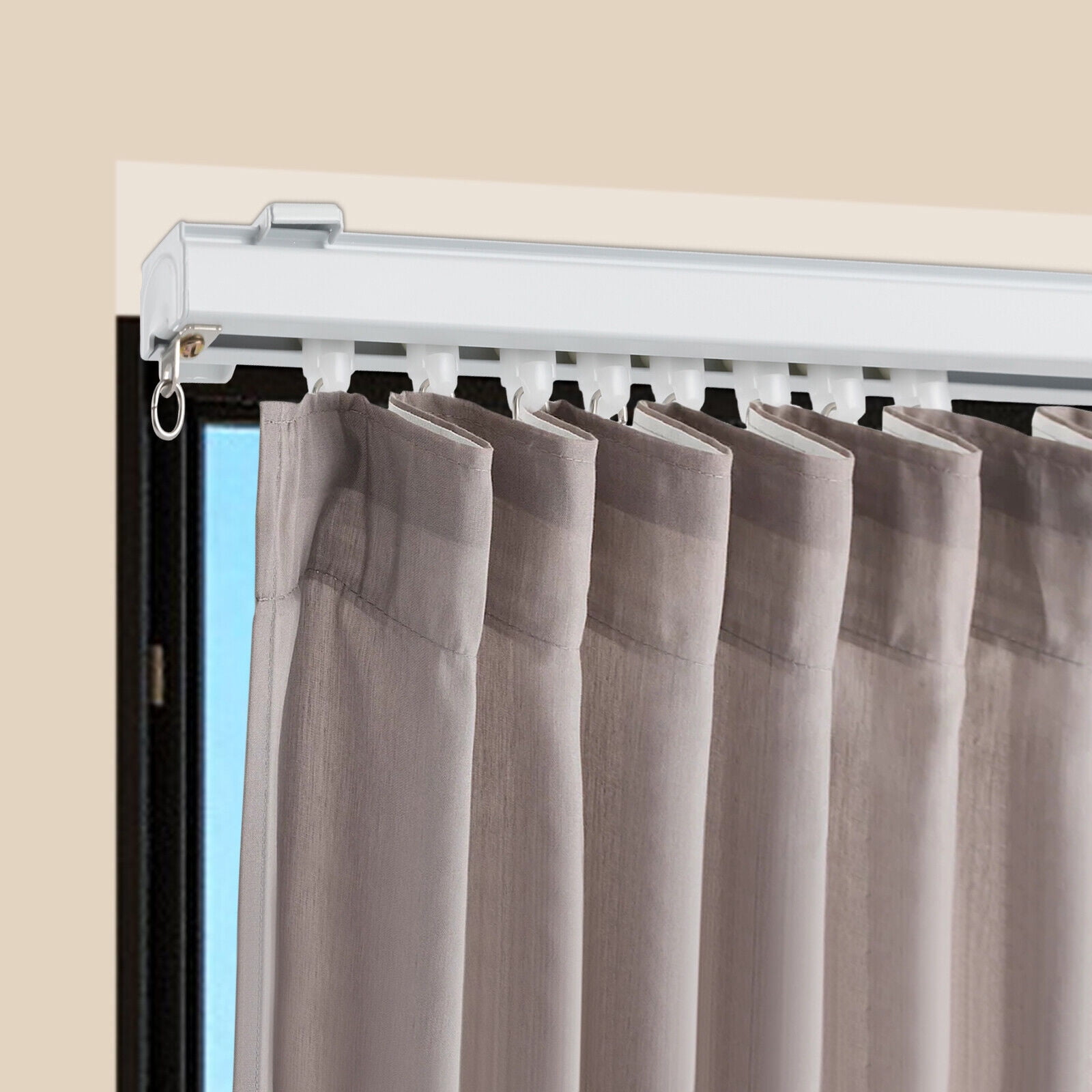 Adjustable Ceiling Curtain Hanging Track System Wall Mounted 12ft-18ft ...