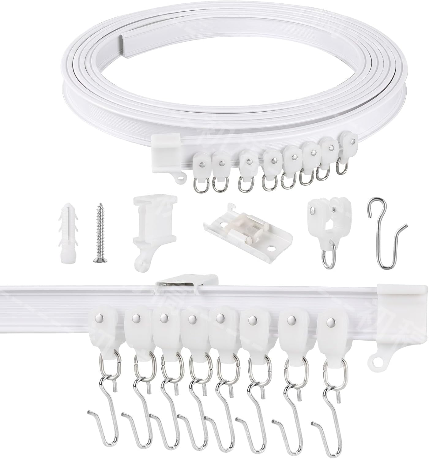 Adjustable Ceiling Curtain Track & Rail Kit, Bendable Room Divider ...