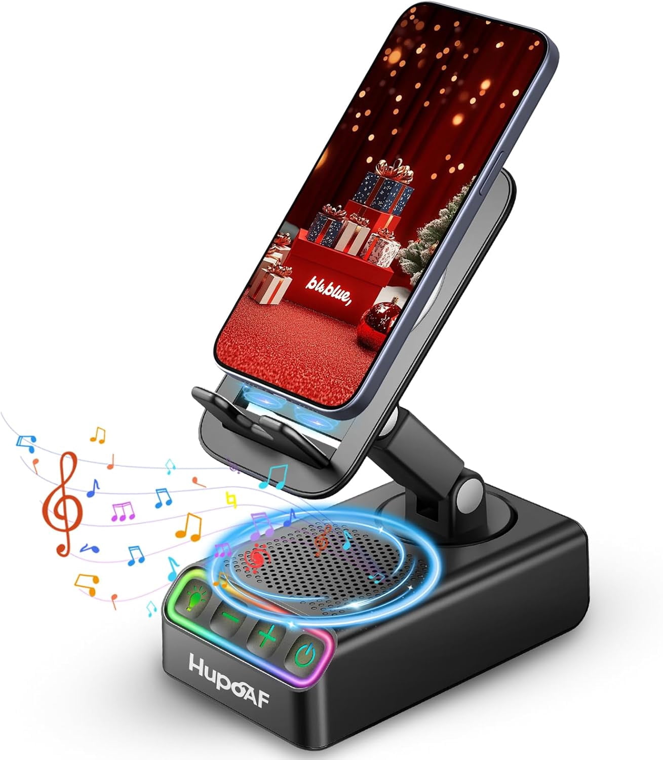 Adjustable Cell Phone Stand with Wireless Induction Bluetooth Speaker ...