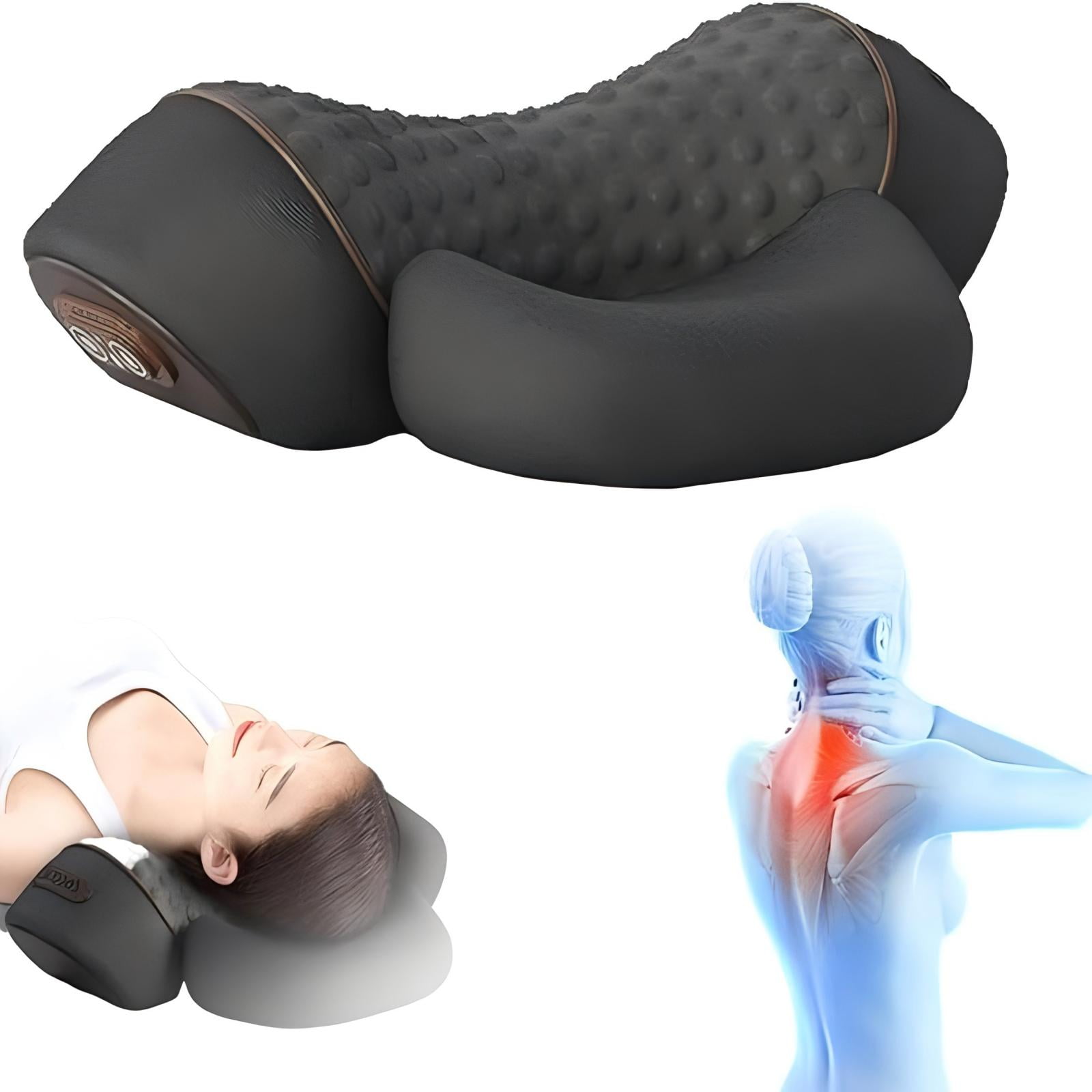 Adjustable Cervical Traction Neck Massager - 3-in-1 Heated Memory Foam ...