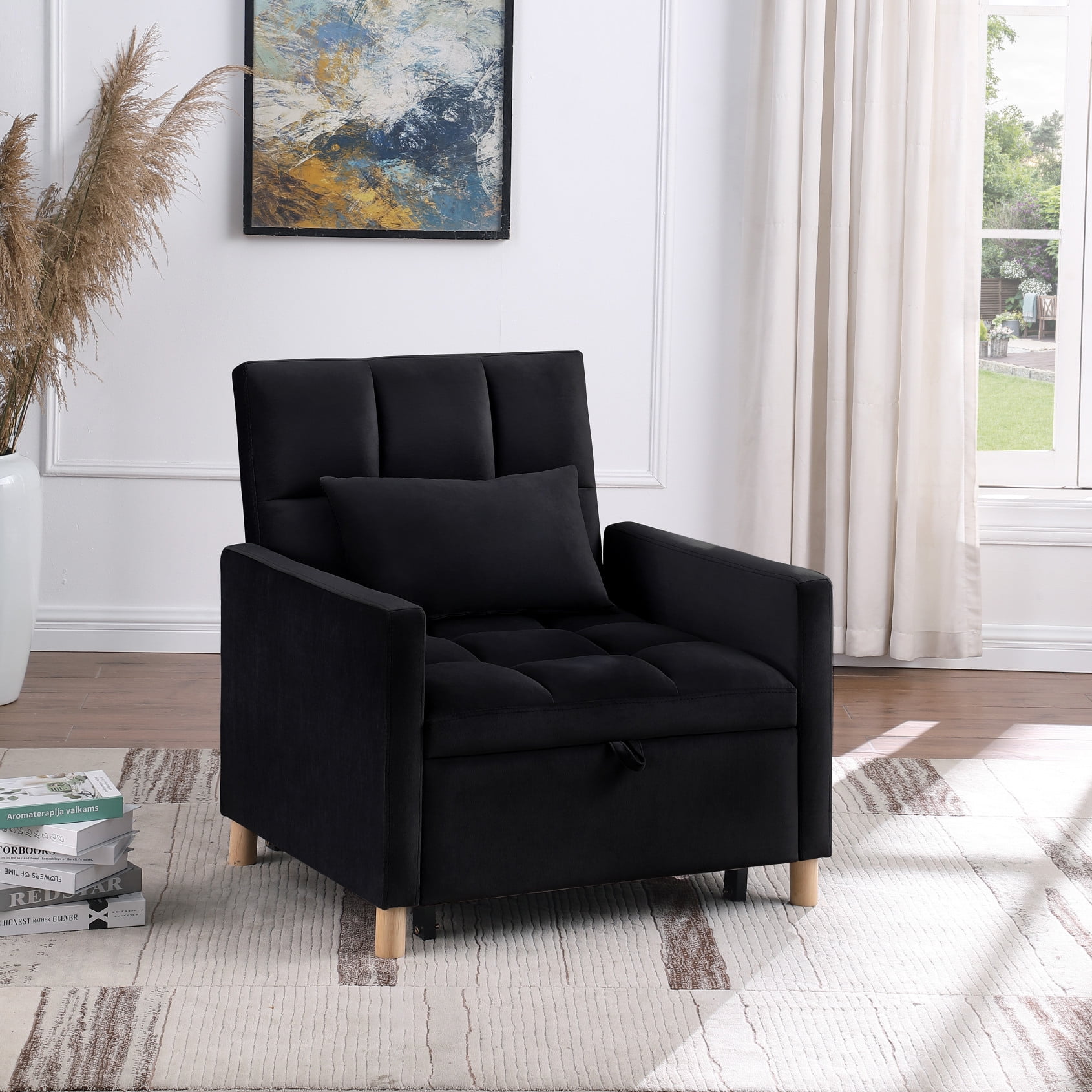 Adjustable Chair with Pillow, Convertible Sleeper Sofa Chair Bed, Multi ...