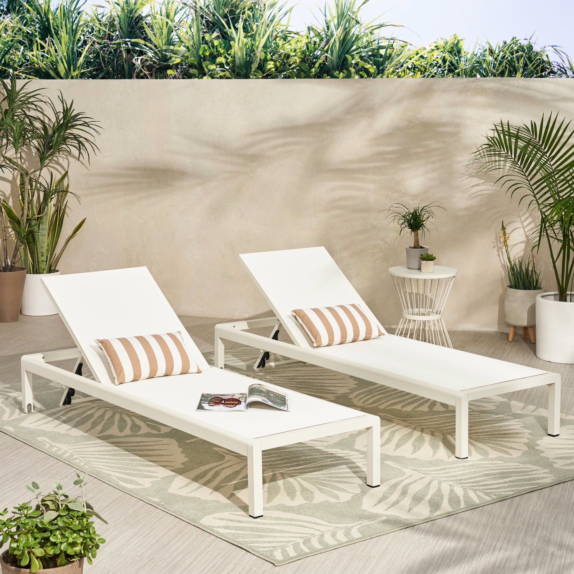 Adjustable Chaise Lounge In White With Airflow Mesh And Stable ...