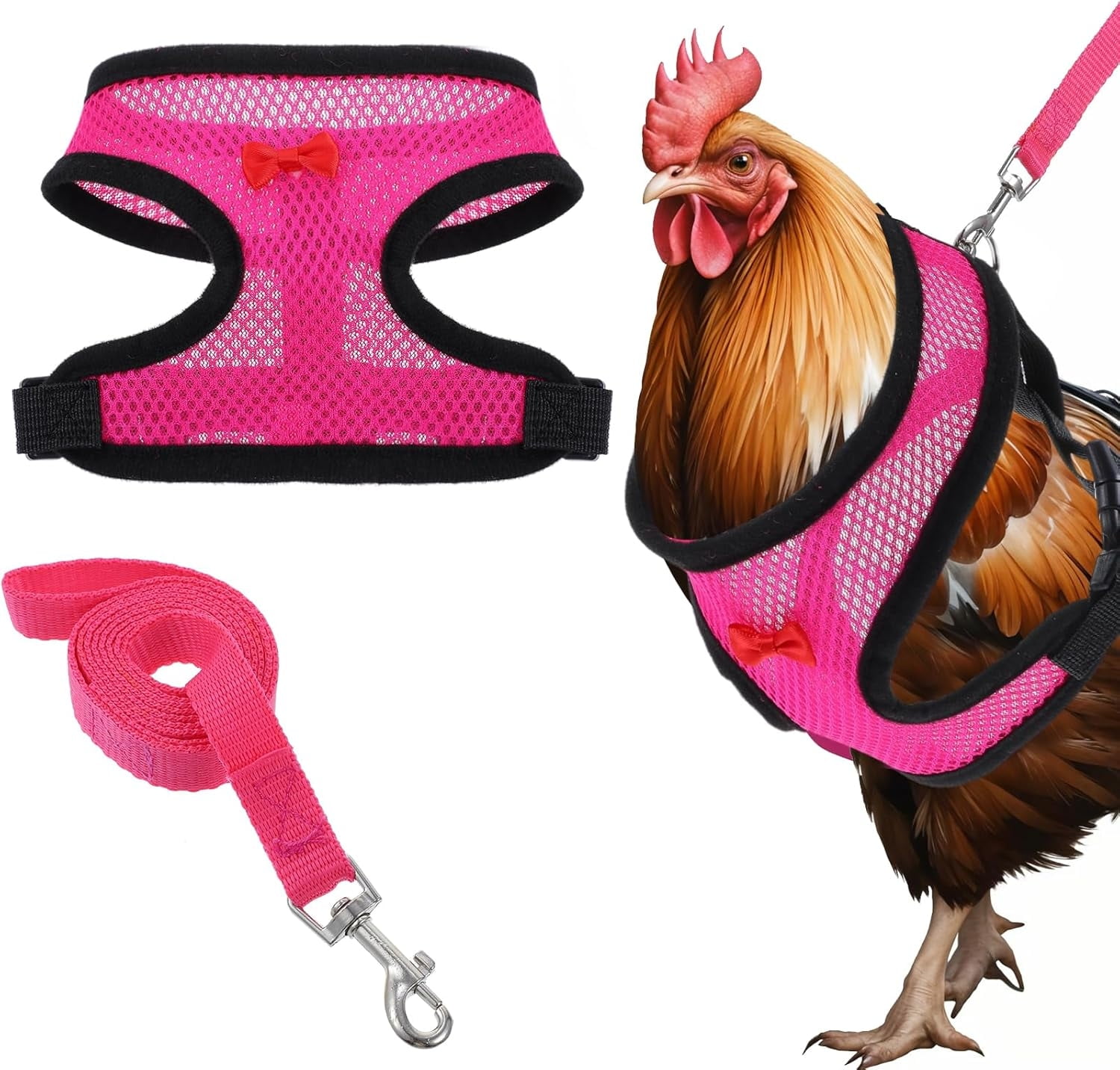 Adjustable Chicken Leashes and Harnesses Set, Double Adjustment Chicken ...
